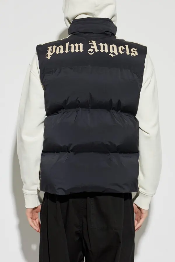 Palm Angels Insulated Vest With Stand-up Collar - Black