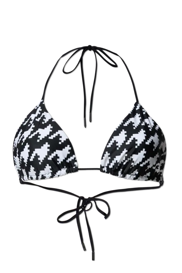 Perfect Moment Houndstooth Pixelated Bikini Top - Black