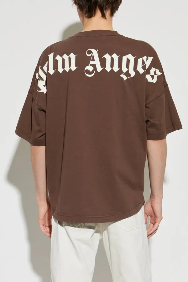 Palm Angels T-shirt With A Printed Logo - Brown