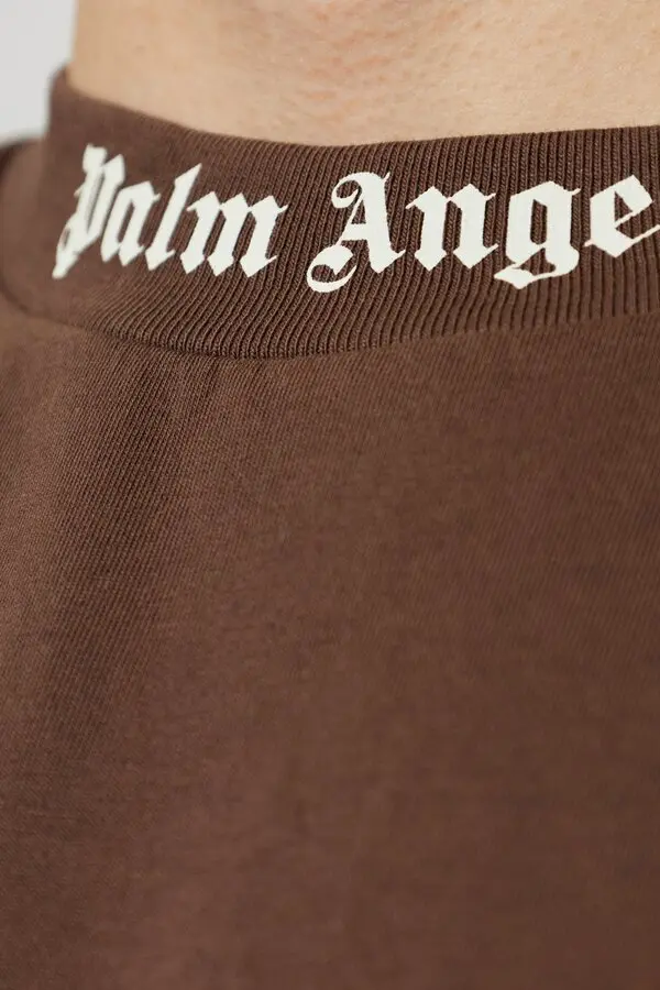 Palm Angels T-shirt With A Printed Logo - Brown
