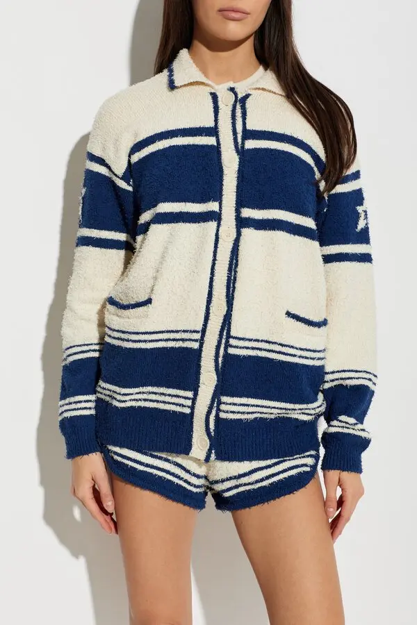 Perfect Moment Striped Cardigan With Pockets - Cream