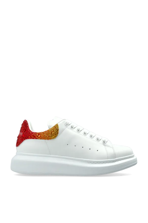 Alexander McQueen Leather Sneakers With Crystal Embellishments - White