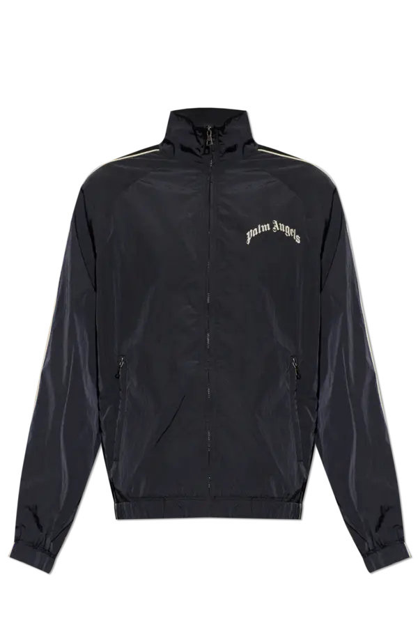 Palm Angels Lightweight Track Jacket With Stand-up Collar - Black