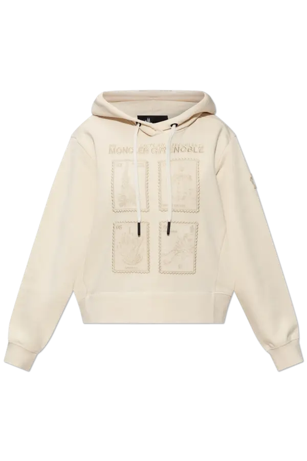 Moncler Hooded Cotton Sweatshirt - Cream