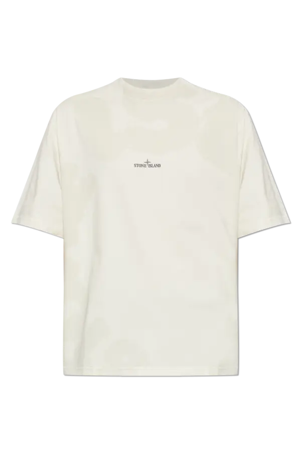 Stone Island T-shirt With Printed Logo - Cream