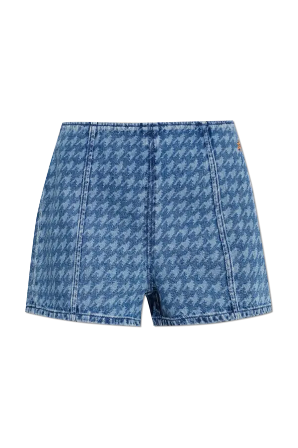 Perfect Moment Houndstooth Denim Shorts - Blue