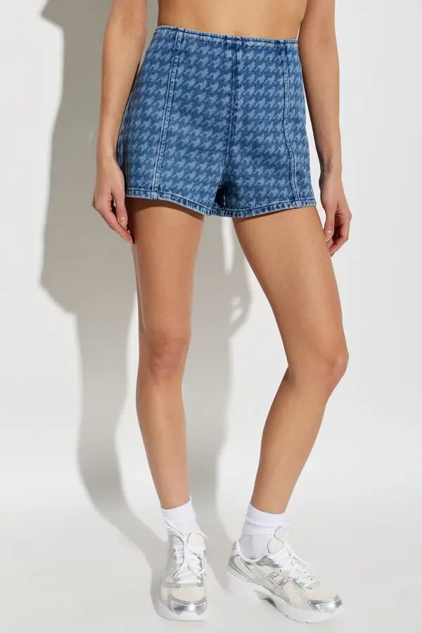 Perfect Moment Houndstooth Denim Shorts - Blue