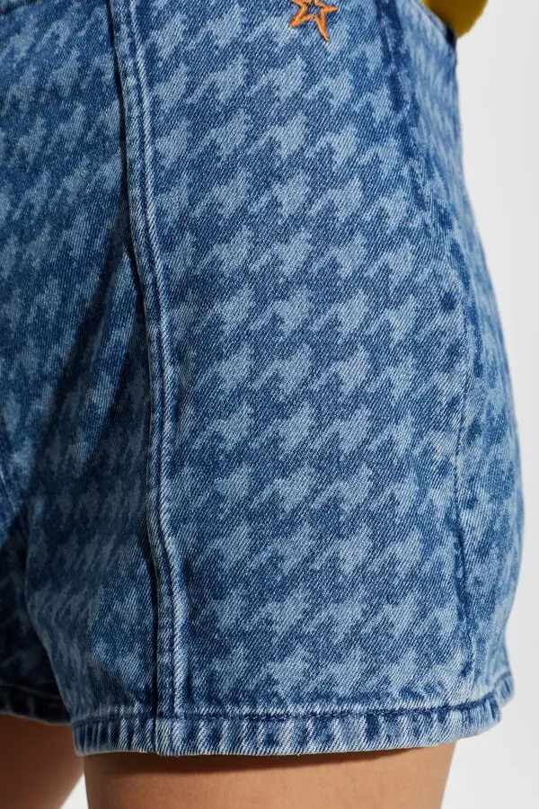 Perfect Moment Houndstooth Denim Shorts - Blue