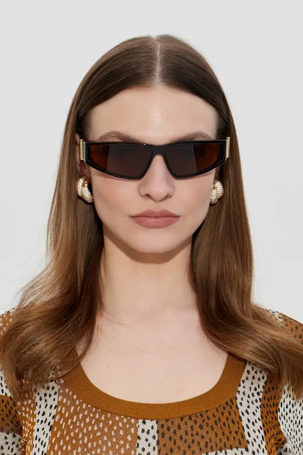 Alexander McQueen Tortoiseshell Rectangle Sunglasses - Brown