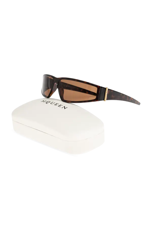 Alexander McQueen Tortoiseshell Rectangle Sunglasses - Brown