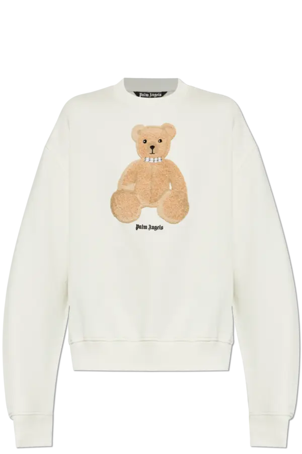 Palm Angels Sweatshirt With A Distinctive Teddy Bear Motif - White