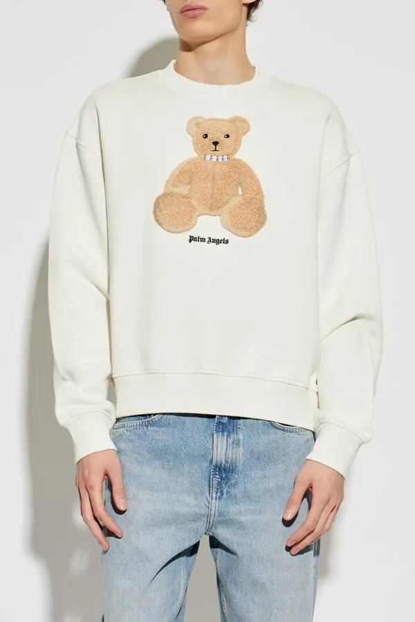 Palm Angels Sweatshirt With Teddy Bear Motif - White