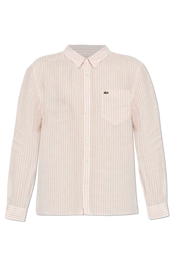 Lacoste Linen Shirt With Striped Pattern - Pink