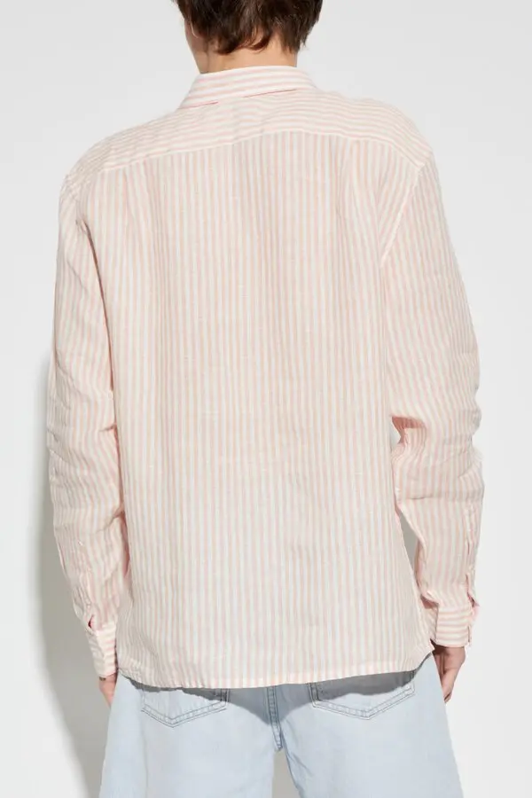 Lacoste Linen Shirt With Striped Pattern - Pink