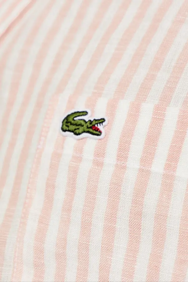 Lacoste Linen Shirt With Striped Pattern - Pink