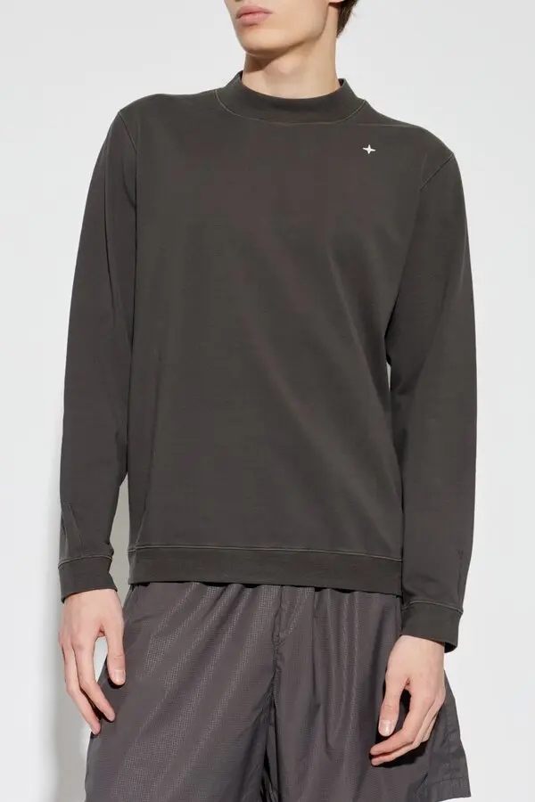 Stone Island Sweatshirt With Embroidered Logo - Grey