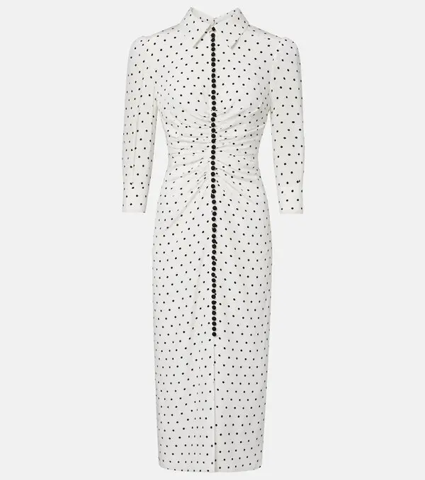 Carolina Herrera Polka-dot Silk Crêpe De Chine Shirt Dress - White