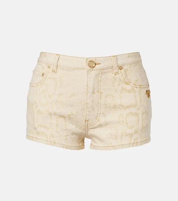 Roberto Cavalli Snake-print Denim Shorts - Gold