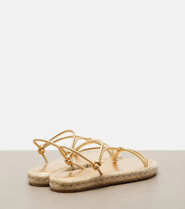GIANVITO ROSSI Bali Metallic Leather Espadrille Sandals - Gold