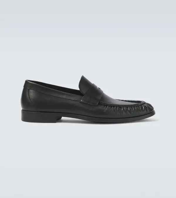 Magnanni Leather Penny Loafers - Black
