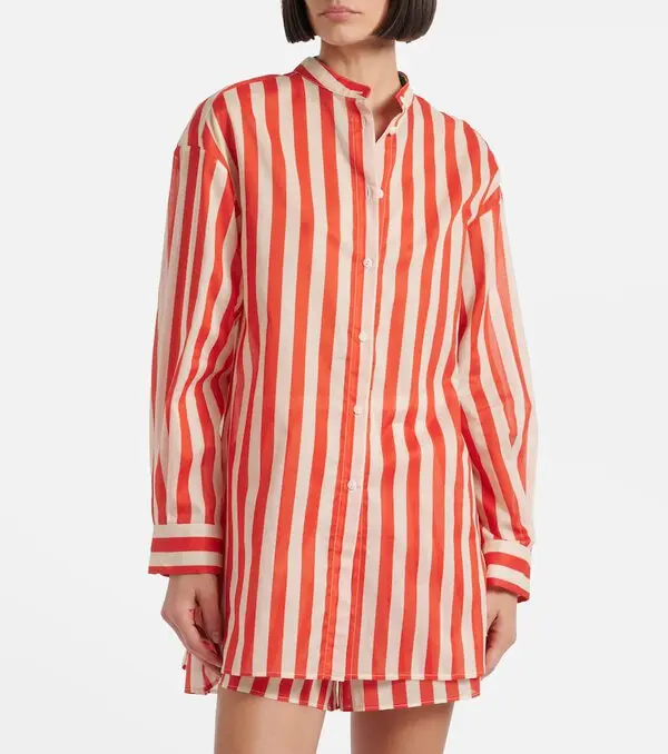ERES Duetto Striped Cotton Voile Shirt - Orange