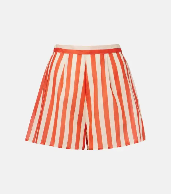 ERES Twins Striped Cotton Voile Shorts - Red