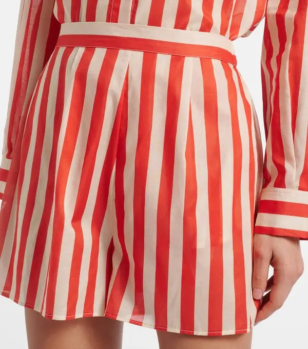ERES Twins Striped Cotton Voile Shorts - Red