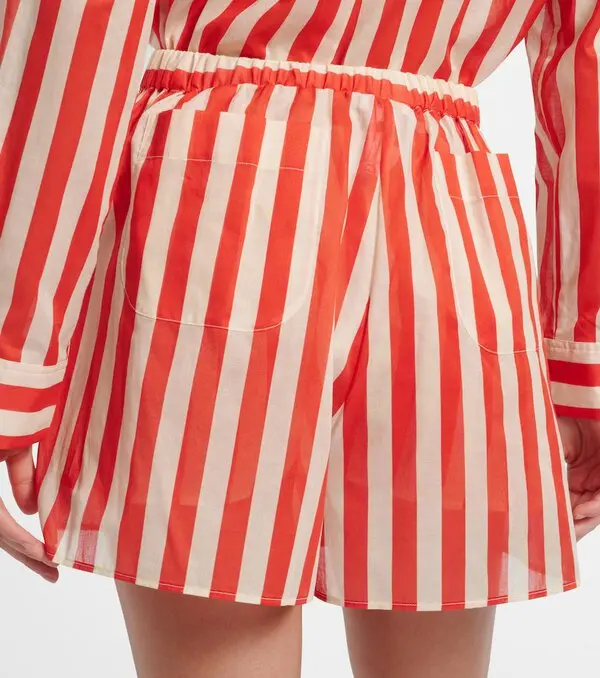 ERES Twins Striped Cotton Voile Shorts - Red