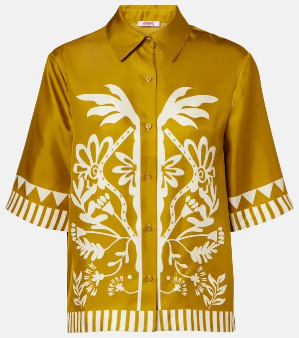 ERES Meraude Floral Silk Twill Shirt - Yellow