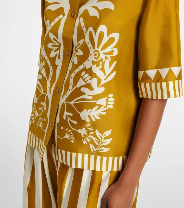 ERES Meraude Floral Silk Twill Shirt - Yellow