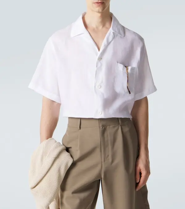 Brioni Linen Bowling Shirt - White