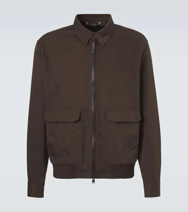 Brioni Leather-trimmed Silk Blouson Jacket - Brown