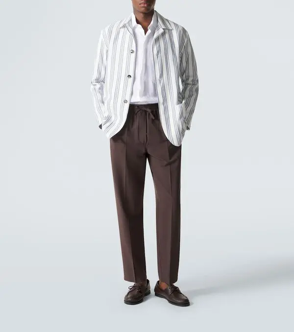 Brioni Striped Cotton And Linen Blazer