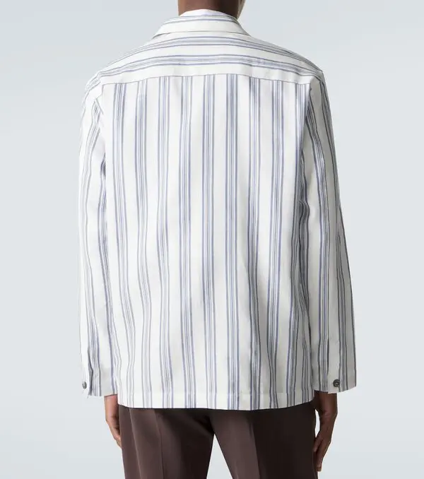 Brioni Striped Cotton And Linen Blazer