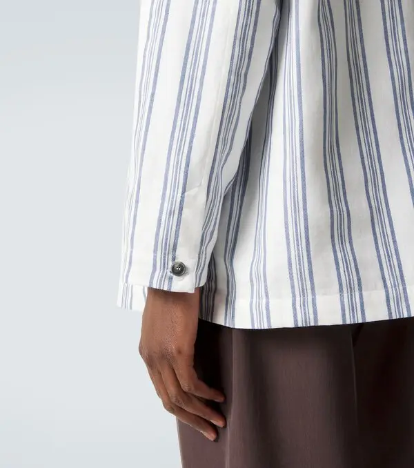 Brioni Striped Cotton And Linen Blazer