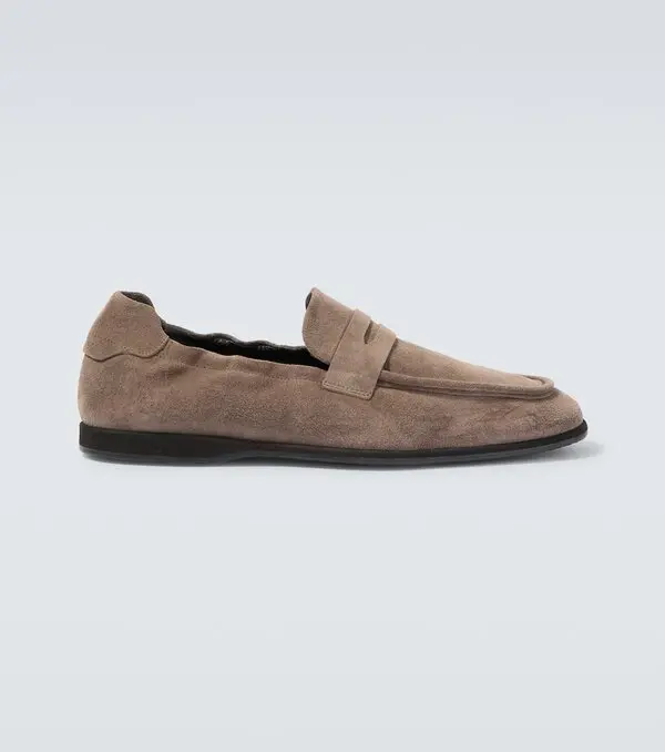 Brioni Suede Penny Loafers - Beige