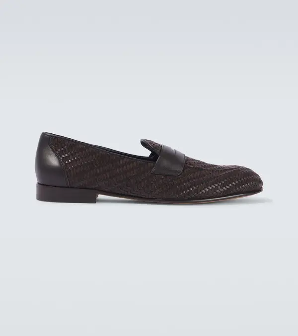 Brioni Appia Leather And Suede Penny Loafers - Brown