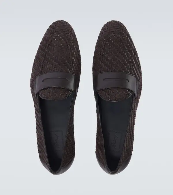 Brioni Appia Leather And Suede Loafers