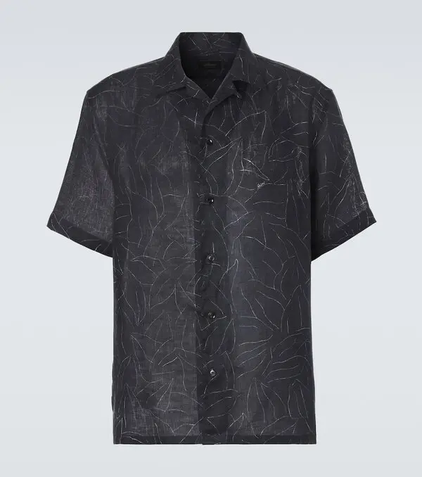 Brioni Printed Linen Shirt - Blue