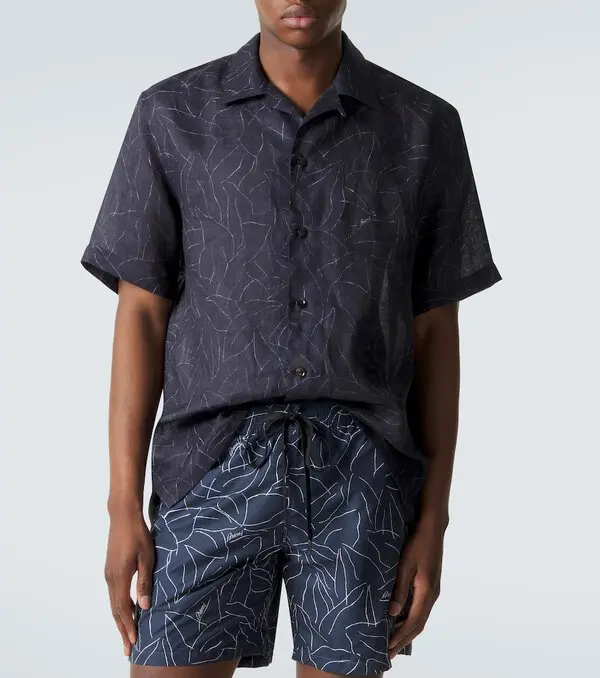 Brioni Printed Linen Shirt
