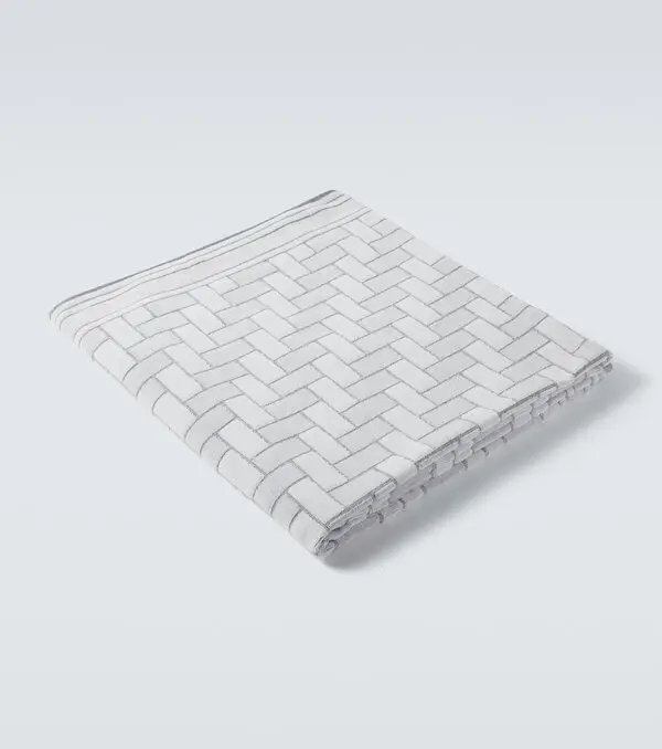 Brioni Logo Cotton Terry Beach Towel - Grey