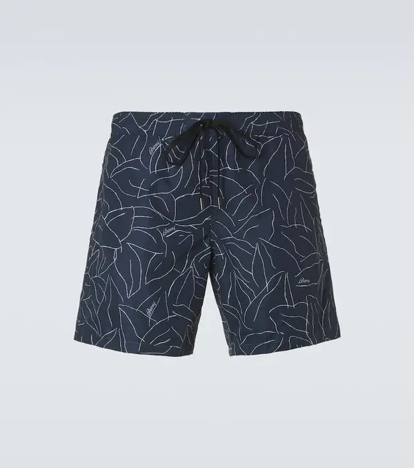 Brioni Printed Swim Trunks - Blue