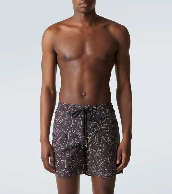 Brioni Printed Swim Trunks - Brown