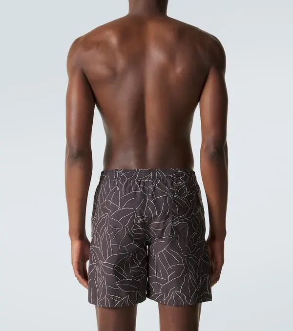 Brioni Printed Swim Trunks - Brown