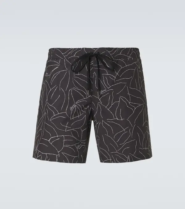 Brioni Printed Swim Trunks - Brown