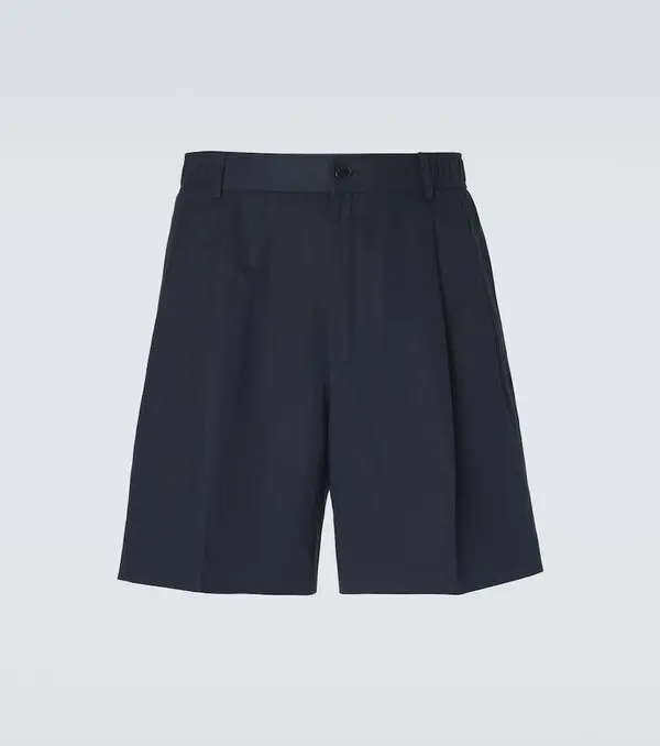 Brioni Linen And Cotton Shorts - Blue