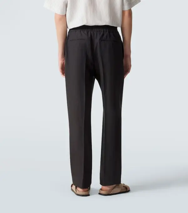 Brioni Linen Straight-leg Trousers - Brown