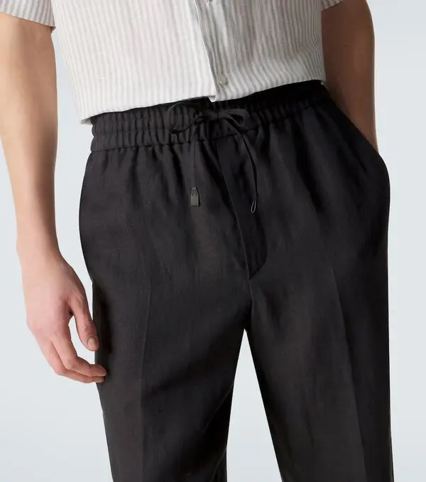 Brioni Linen Straight-leg Trousers - Brown
