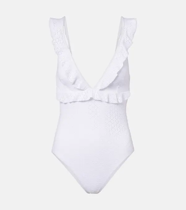 Melissa Odabash Los Angeles Ruffled Swimsuit - White