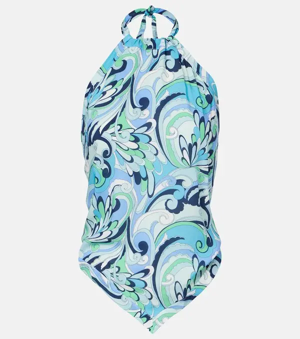 Melissa Odabash Raya Printed Halterneck Top - Blue